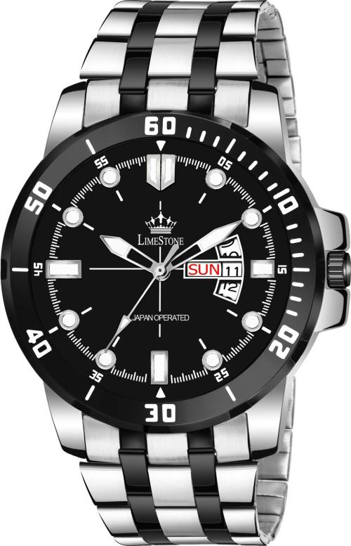 Buy LIMESTONE Analog Black Dial Silver Strap Watch For Men (LS3073 ...