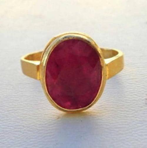 Buy Chopra Gems & Jewellery Gold Plated Brass Natural Burma Ruby Manik Gemstone Ring (Men, Women ...