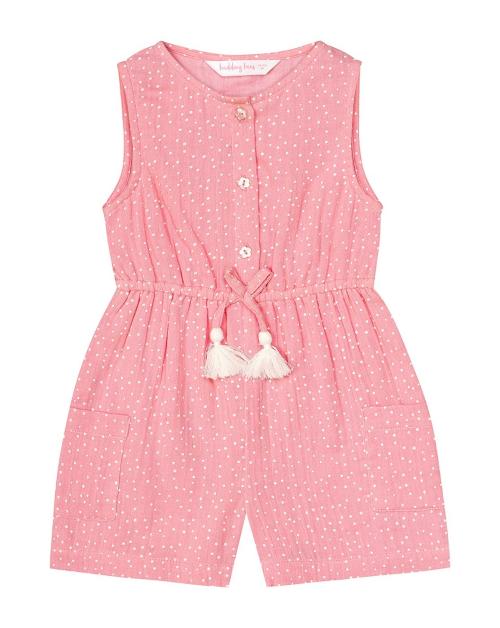 Buy Budding Bees Girls Polka Dot Printed Cotton Playsuit-Peach Online ...