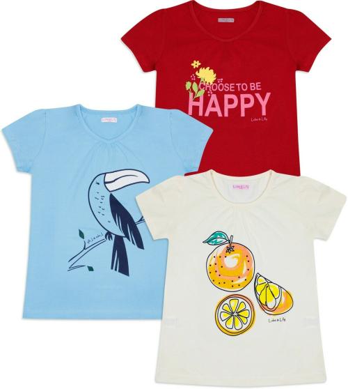 Buy Luke and Lilly pack of 3 Girls Half Sleeve Tshirt Online at Best ...