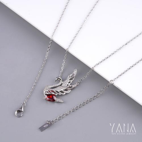 Buy YANA SILVER JEWELLERY Flying Swan Adjustable Pure Silver Pendant ...