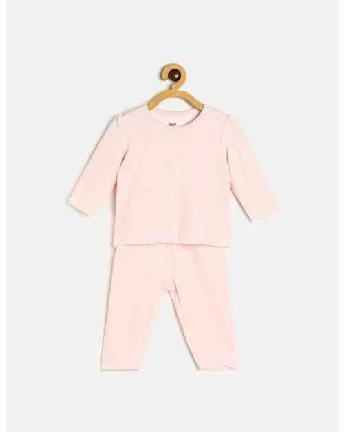 Buy MINI KLUB Baby Girls Pink Cotton Top And Bottom Online at Best ...