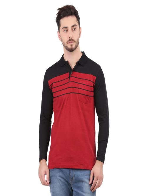 Buy BULLMER Multicolor Full sleeve Single Colorblock Polo T-shirt For ...