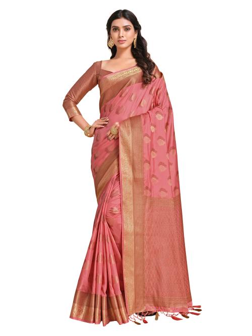 Buy Mimosa Women's Kanjivaram Art Silk Saree With Unstiched Brocade ...