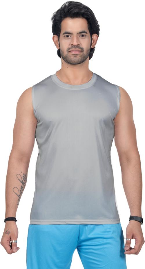 Buy PRIME PLUS Grey Solid Round Neck Sando Vest - M Online at Best ...