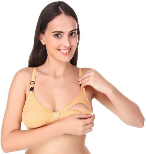Buy V18 mother care Cotton Maternity Bra-non padded nor wired-Dark sandal color| Bra| Maternity ...