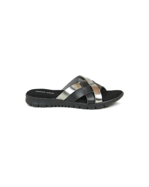 Buy Design Crew Black/Pweter Flat Sandals Online at Best Prices in ...