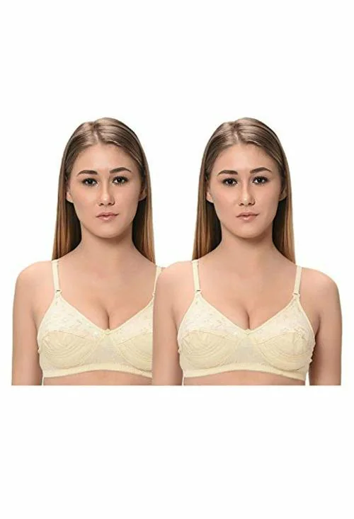 Buy FEMULA Chikankari Skin Cotton Regular Bra - 34C (Pack of 2) Online at Best Prices in India ...