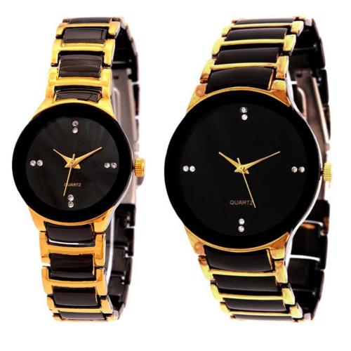 Buy Varni Retail Luxury Looking Attrective Black-Golden Couple Watches ...