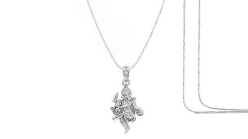 Buy Akshat Sapphire Pure Silver God Ganesha Pendant With Chain Suitable ...