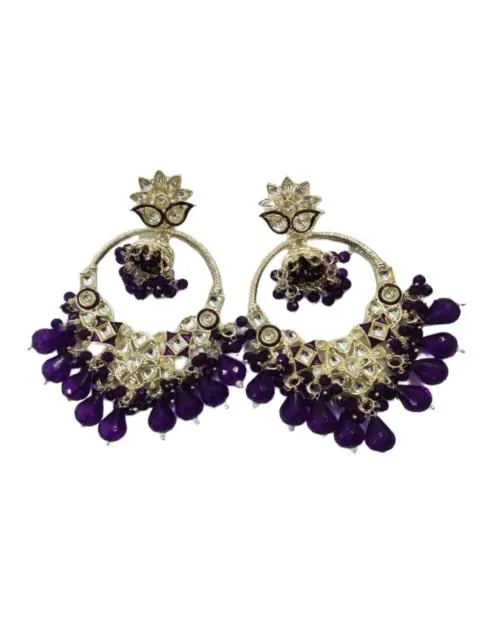 Buy JIYANSHI FASHION : TRADITIONAL EARINGS, NEVY BLUE+WHITE, 2 COLORS ...