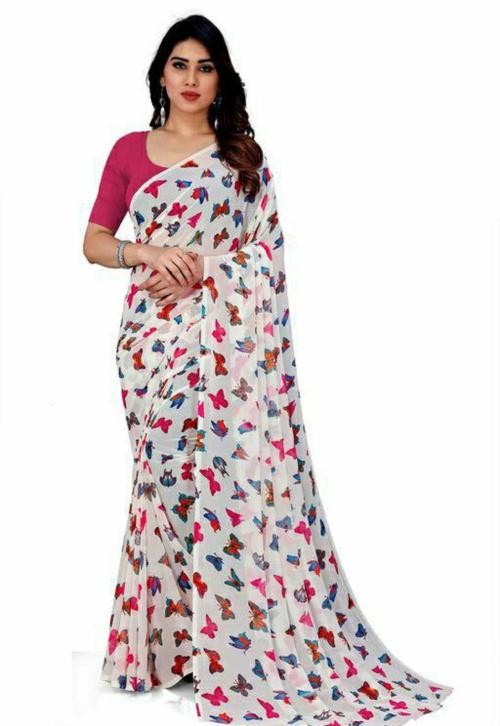 Buy S DREEV CREATION PRESENT GEORGETTE SAREE FOR WOMEN Online at Best ...