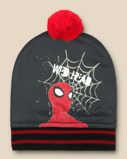Buy Kidsville Spiderman Printed Beanie For Kids Boys Online at Best ...