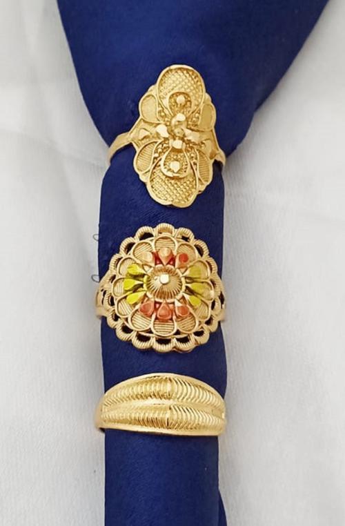 Buy Halltree Women fashion golden diamond finger Ring combo Set Online ...