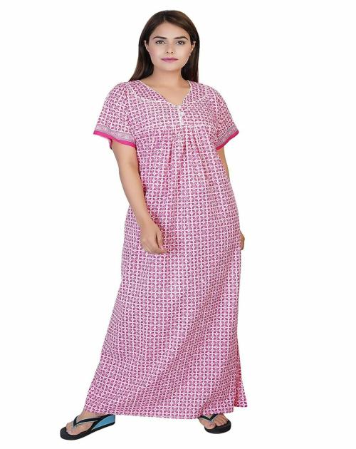 Buy DEEPSUNG(D. S) Women's Cotton Block Print Maxi Nighty -04 Online at ...