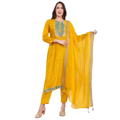 Buy Divaay Unstiched Salwar Suit Dress Material Musturd Yellow (Top ...