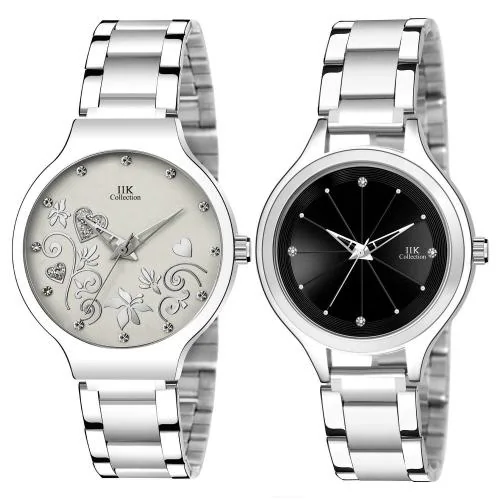 Buy IIK Collection Analogue Round Studed Dial with Silver Bracelet Strap Girl's & Women's Wrist ...