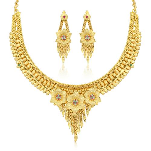 Buy Sukkhi Classy 24 Carat Gold Plated Choker Necklace Set for Women Online at Best Prices in ...