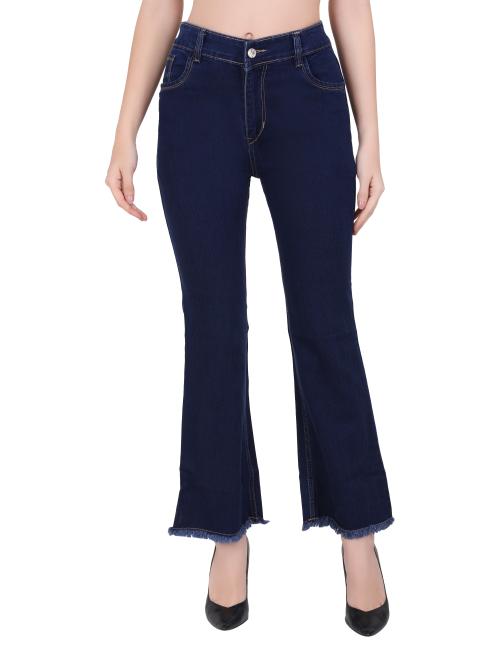 Buy VAP Store Dark Blue High Waist Bell Bottom Women Denim Jeans Online ...