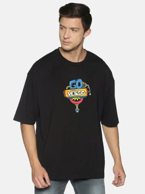 Buy Veirdo Men Black Printed Pure Cotton Tshirt Online at Best Prices ...