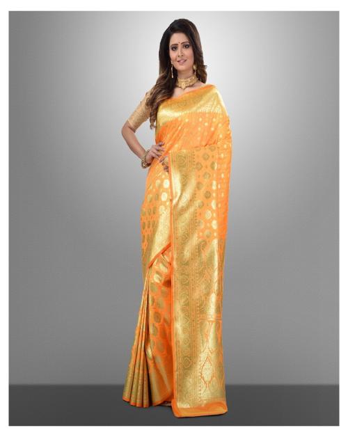 Buy Naeusa Banarasi Traditional Half -Half Satin Silk Designer Florel ...