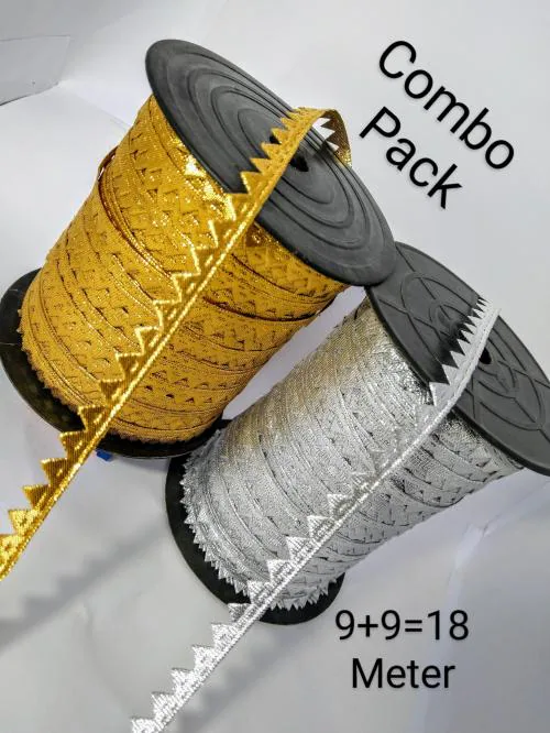 Buy Krivity Silver, Gold Samosa Silk Blend Gota Patti Lace Reel (Pack ...