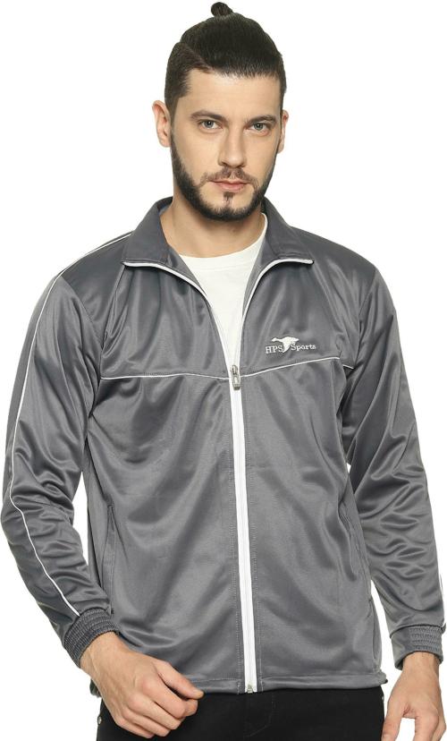 Buy HPS Sports Men Grey Polyester Solid Jacket (S) Online at Best ...