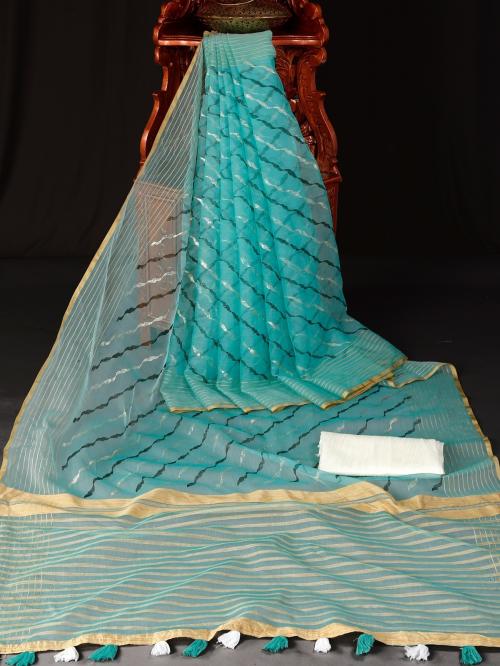 Buy Saree Exotica Organza Teal Colour Saree Double Pigment Print and ...