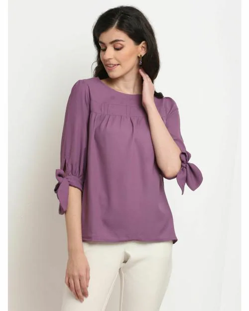 Buy La Zoire Tie-Up Sleeves Top with Pintucks at Yoke Online at Best ...