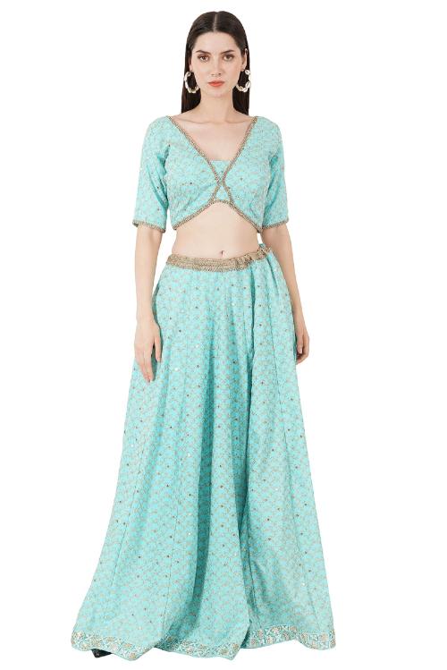 Buy Chic on Fire WOMEN'S STYLISH Torquise lehenga L Online at Best ...