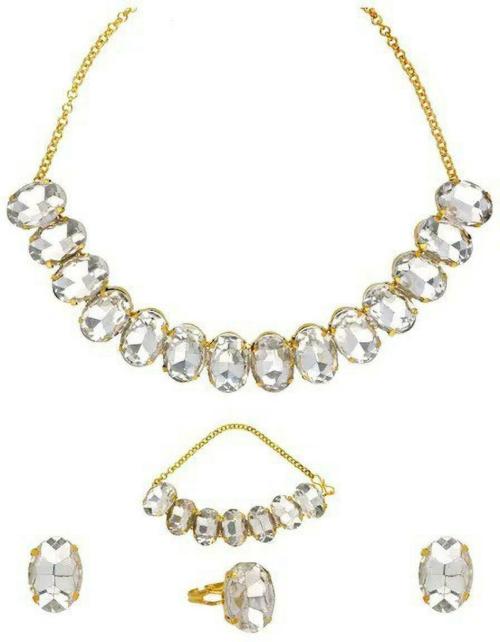 Buy SAMC Gold-Plated Crystal Fashion Jewellery Set - White Online at ...