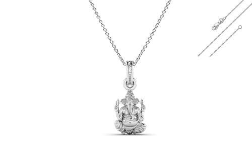 Buy A Akshat Sapphire Pure Silver God Ganesha Pendant With Chain ...