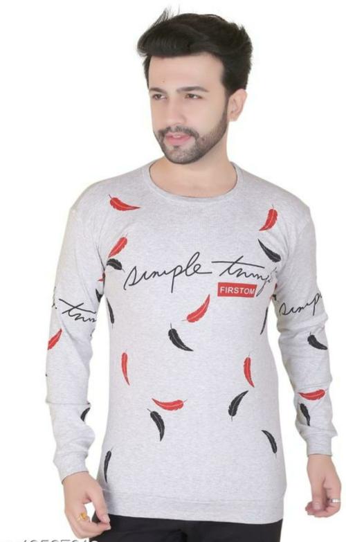 Buy RDS GARMENT HUB Men Grey Cotton Blend Printed Tshirt (XL) Online at ...