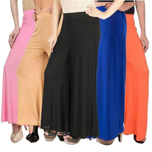 Buy PIXIE Store Women Multicolor Lycra Blend Palazzo (Pack of 5) (Free) Online at Best Prices in ...