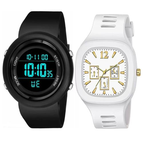 Buy Red Fish New Black and White Round Shape Dial Digital Waterproof ...