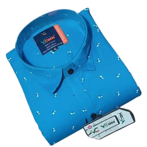 Buy VCOM Cotton Blend Long Sleeve Spread Collar Printed Casual Shirt ...