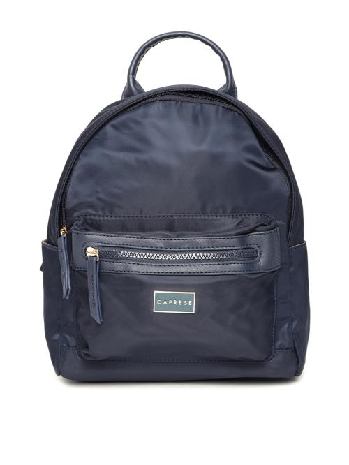 Buy Caprese Navy Blue Pu Solid Backpack, 8.93 L Online at Best Prices ...