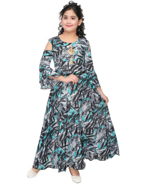 Buy SFC FASHIONS Girls Green Satin Gathered Maxi or Full Length Wedding ...