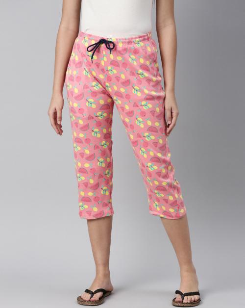 Buy Kryptic Women Coral Printed Cotton Capris Online at Best Prices in ...
