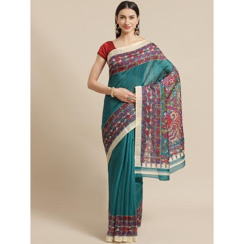 Buy Marabout Green Animal Print Saree Online at Best Prices in India ...