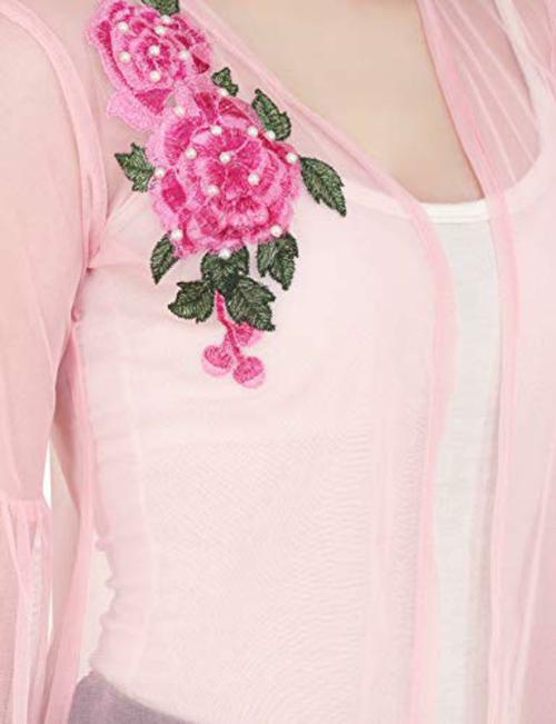 Buy UNFAKENOW Women Pink Net Embroidered Shrug Online at Best Prices in ...