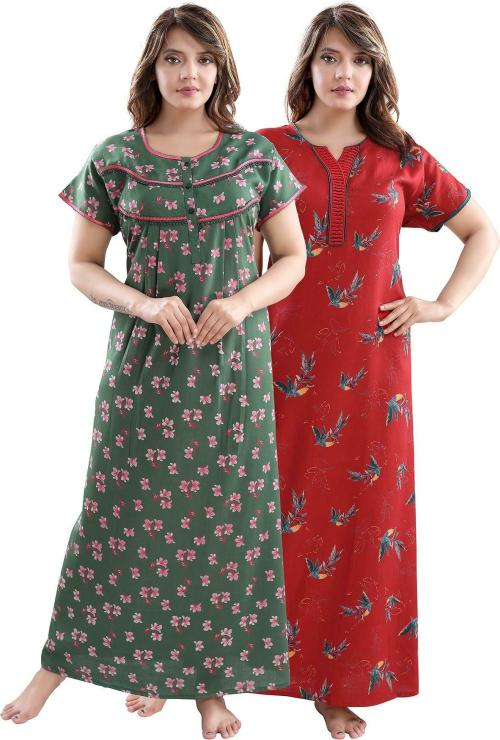 Buy Be You Women Multicolor Printed Cotton Maternity/Nursing Nighty ...