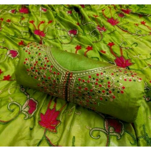Buy GURHAL Embroidered Cotton Unstitched Dress Material Light Green ...