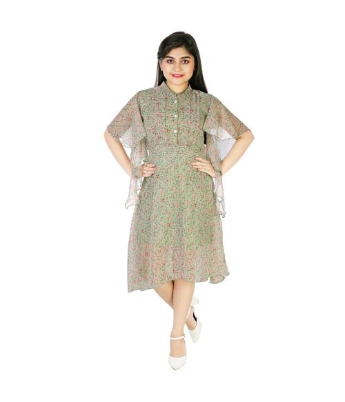 Buy CELEBRITY CLUB Georgette Green Summer NA Georgette Frock Online at ...