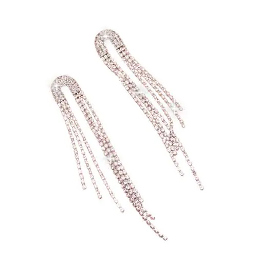 Buy Sajogo Rhinestone Long Earrings silver Color Online at Best Prices ...