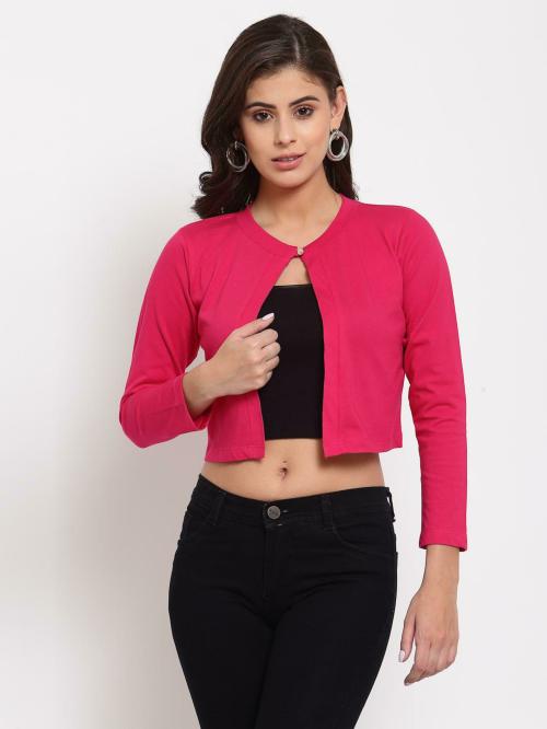 Buy Style Quotient Women Fuchsia Pink Crop Shrug Online at Best Prices ...