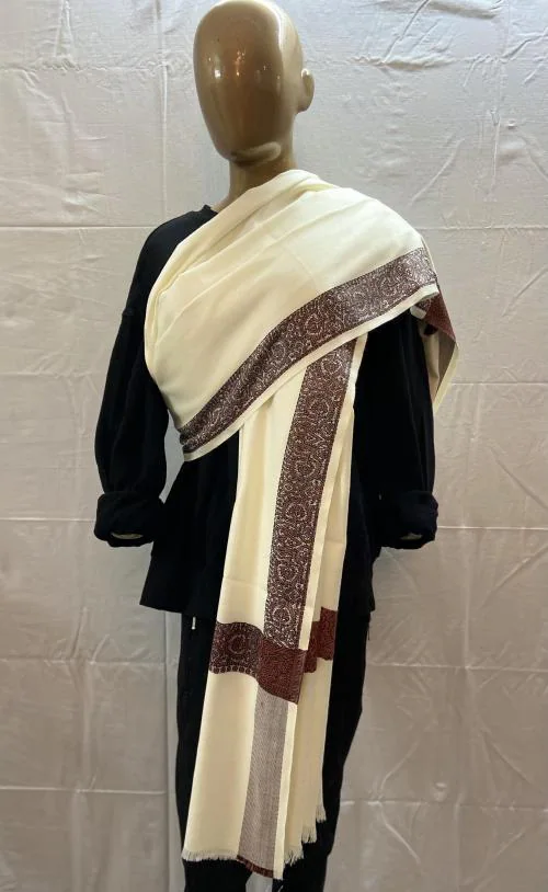 Buy ZARIA FABS Polyester Wool Blend Woven Men Shawl (White) Online at ...