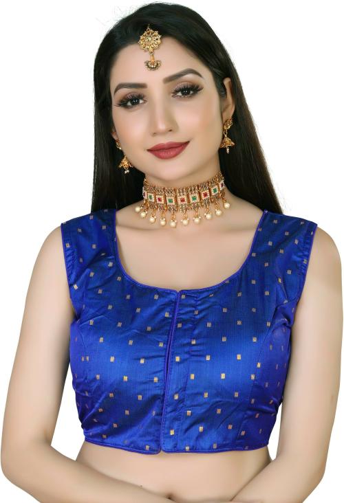 Buy Jay Pal Women Blue Art Silk U-Neck Blouse Online at Best Prices in ...