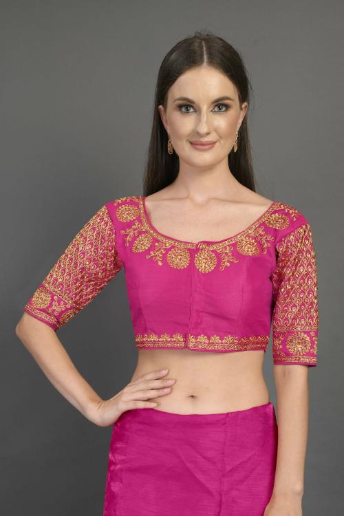 Buy Jay Pal Women Pink Cotton Silk Round Neck Blouse Online at Best Prices in India - JioMart.