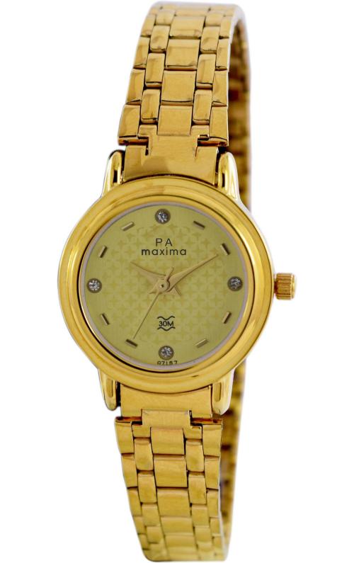 Buy Maxima Analog Gold Dial Gold Strap Watch For Women (07157CMLY ...